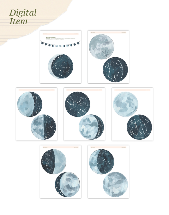 Digital Printable Moon Garland 1canoe2